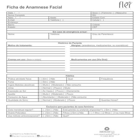 Ficha de anamnese facial | PDF