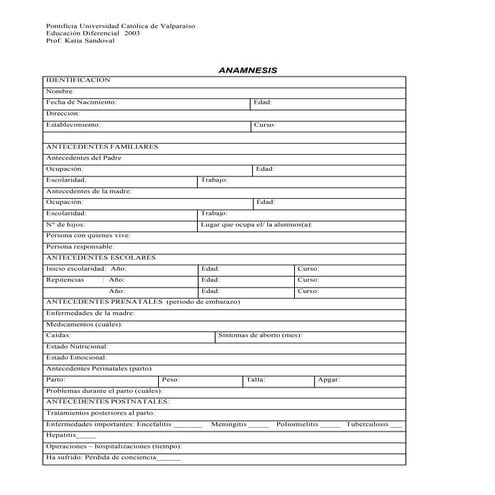 Anamnesis formato | PDF
