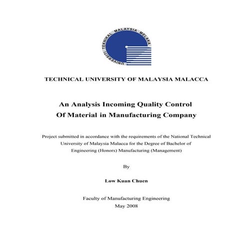An analysis incoming quality control of material in manufacturing ...