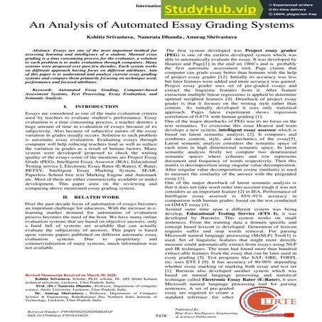 An Analysis Of Automated Essay Grading Systems Pdf