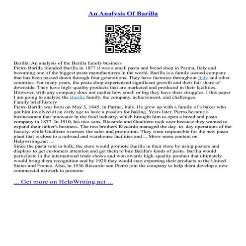 An Analysis Of Barilla | PDF