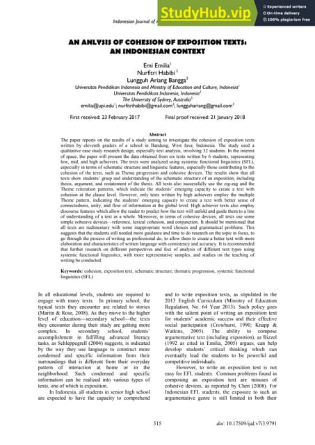 Academic Writing Coherence And Cohesion In Paragraph | PDF