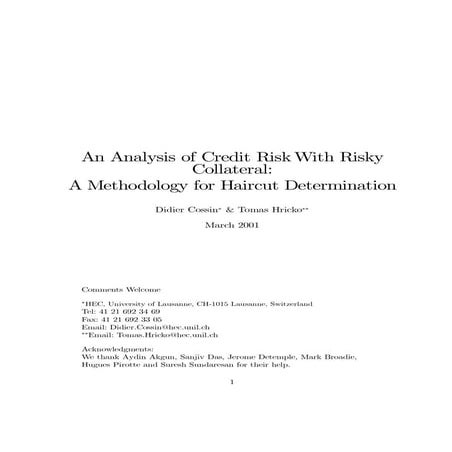 An analysis of credit risk with risky collateral a methodology for ...