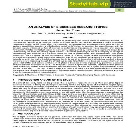 AN ANALYSIS OF E-BUSINESS RESEARCH TOPICS | PDF