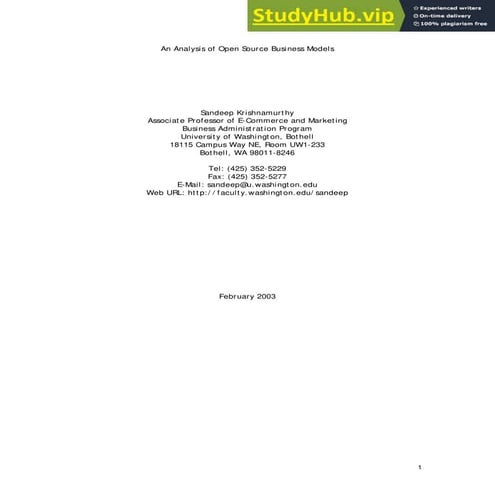 An Analysis Of Open Source Business Models | PDF