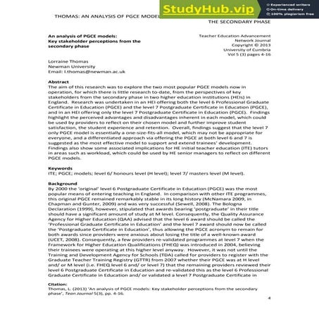 An Analysis Of PGCE Models Key Stakeholder Perceptions From The Secondary Phase | PDF ...