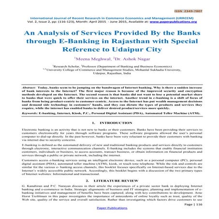 An Analysis of Services Provided By the Banks through E-Banking in ...