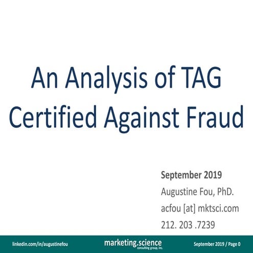 An Analysis of TAG "certified against fraud" program | PPT
