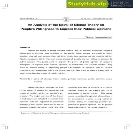 An Analysis Of The Spiral Of Silence Theory On People S Willingness To ...