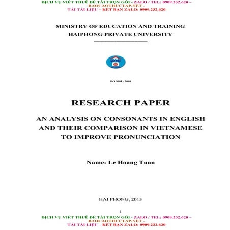 An Analysis On Consonants In English And Their Comparison In Vietnamese ...