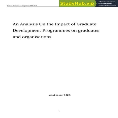 An Analysis On The Impact Of Graduate Development Programmes On ...