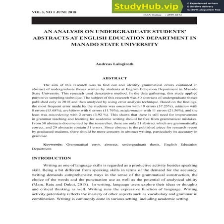 An Analysis On Undergraduate Students Abstracts At English Education ...