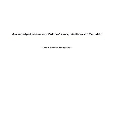 An analyst view on Yahoo acquisition of Tumblr | PDF