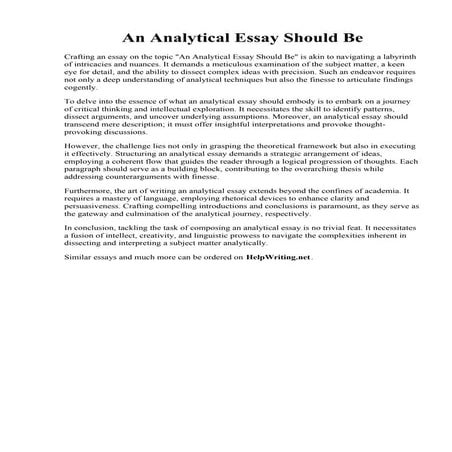 An Analytical Essay Should Be. How to Write an Analytical Essay: 15 ...