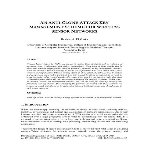 An Anti Clone Attack Key Management Scheme For Wireless Sensor Networks