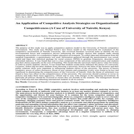 An application of competitive analysis strategies on organizational ...