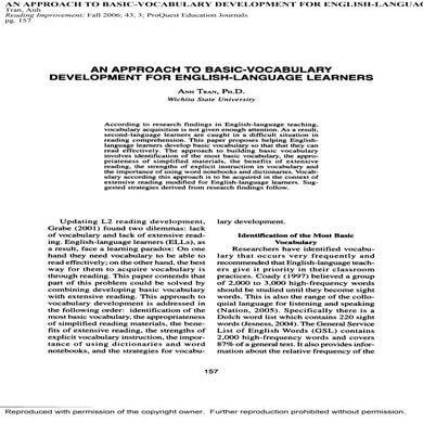 An Approach to Basic Vocabulary Development for English Language ...