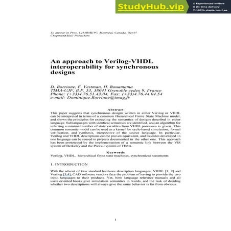 An Approach To Verilog Vhdl Interoperability For Synchronous Designs Pdf 
