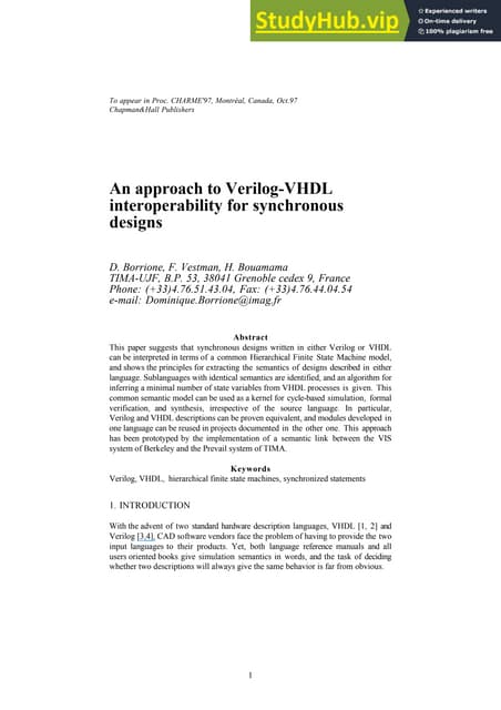An Approach To Verilog Vhdl Interoperability For Synchronous Designs Pdf