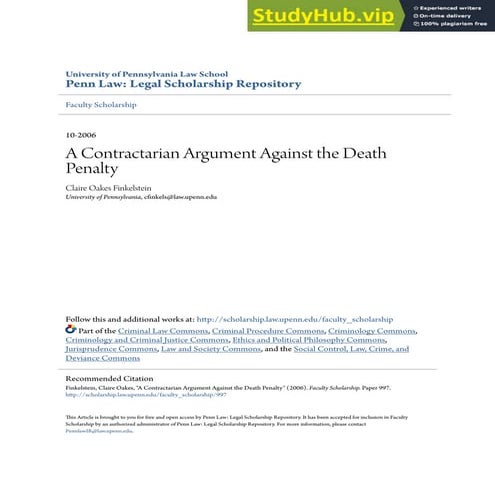 An A Priori Argument Against The Death Penalty | PDF