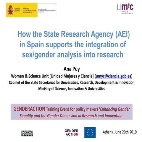 How the State Research Agency in Spain supports the integration of sex ...