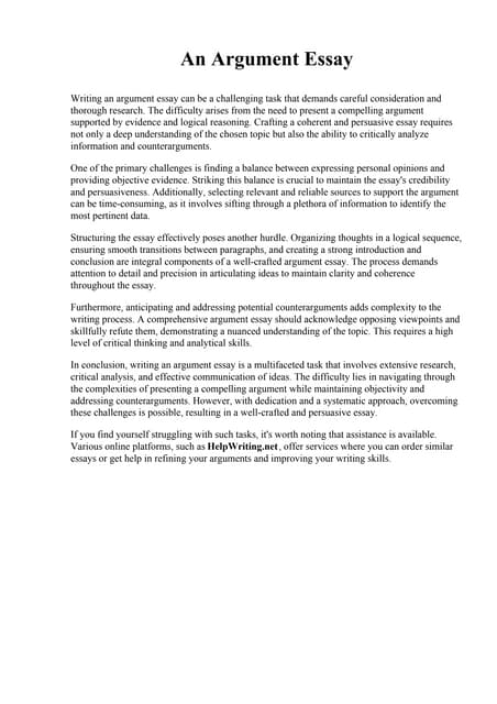 Researched Argument Essay Example. University of Mary Hardin-Baylor | PDF