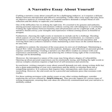 A Narrative Essay About Yourself. Trinity University | PDF