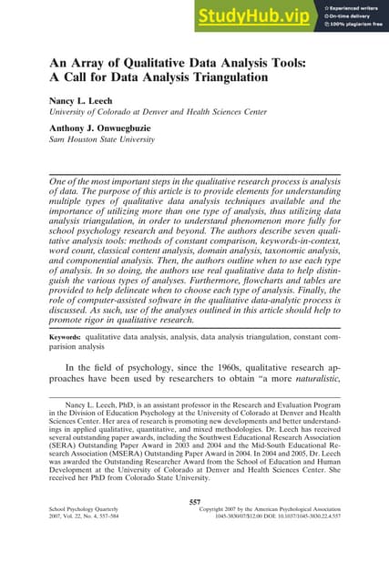 An Array Of Qualitative Data Analysis Tools A Call For Data Analysis