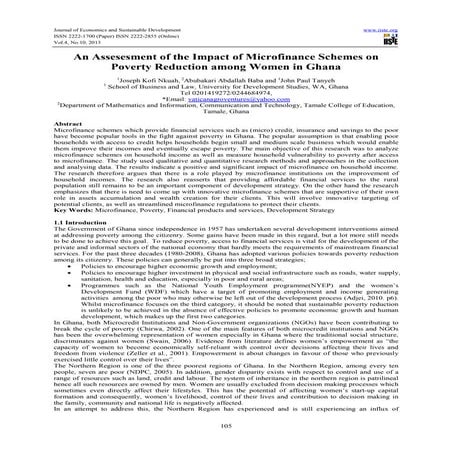 An assesesment of the impact of microfinance schemes on poverty ...