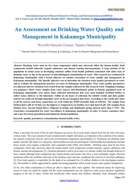 Checking of bacterial contamination of water using H2S | PDF