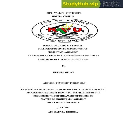 AN ASSESSMENT SOLID WASTE MANAGEMENT PRACTICES CASE STUDY OF FITCHE ...