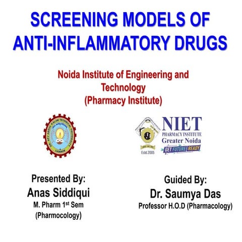 Screening Models of Anti-Inflammatory Drugs | PPTX