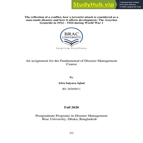 An Assignment For The Fundamental Of Disaster Management Course | PDF