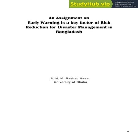 An Assignment On Early Warning Is A Key Factor Of Risk Reduction For ...