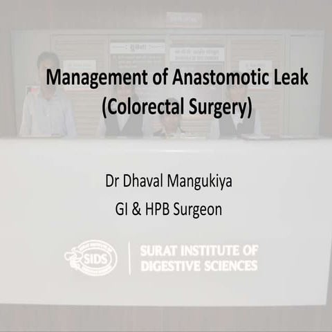 Anastomotic Leak Colorectal Surgery Pptx