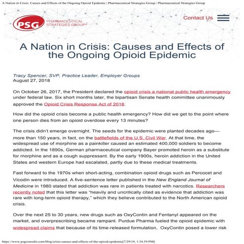 Opioid Epidemic - Causes, Impact and Future | PDF