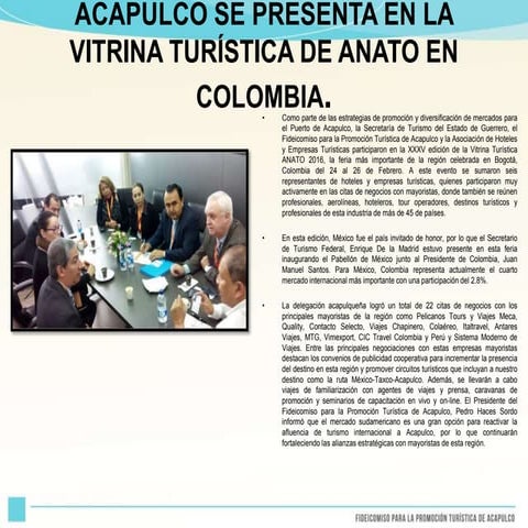 ACAPULCO SE PRESENTA EN LA VITRINA TURÍSTICA DE ANATO EN COLOMBIA. | PPTX
