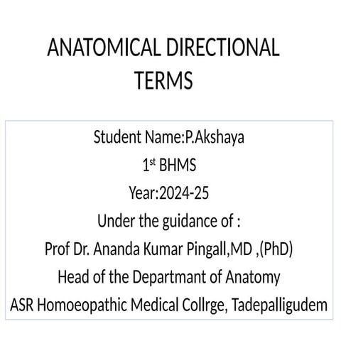 ANATOMICAL DIRECTIONAL TERMS. pptx | PPT