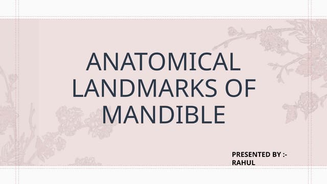 Anatomical Landmarks Mandibular prosthodontics | PPTX