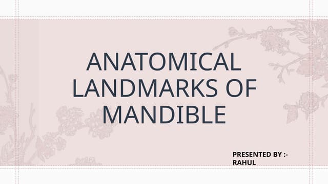 Anatomical Landmarks Mandibular prosthodontics | PPTX