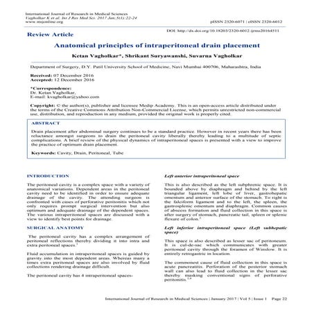 Anatomical principles of intraperitoneal drain placement | PDF