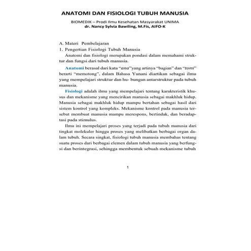 buku ajar Anatomi dan Fisiologi Tubuh Manusia | PDF
