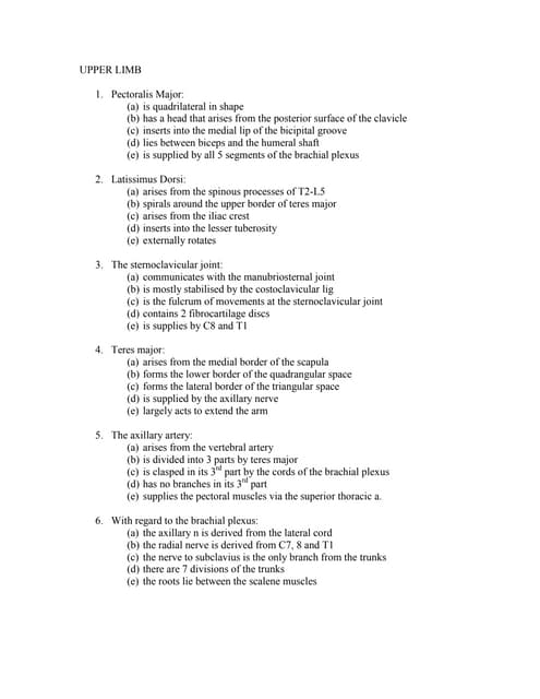 Upper limb mcqs | PDF