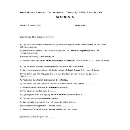 Anatomy viva questions and one liners with answers Question bank. | DOCX