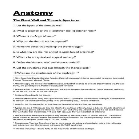 Anatomy of the thorax | PDF