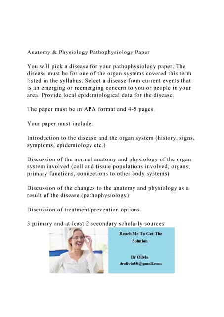 Pathophysiology paper Anatomy homework help.docx