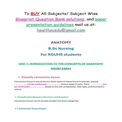 RGUHS BSc Nursing Anatomy Notes, All types of question answers are ...