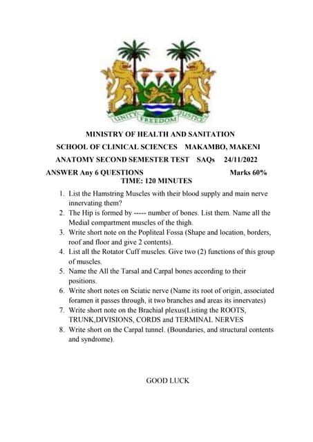 Anatomy viva questions and one liners with answers Question bank. | PDF