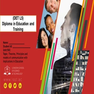 Diploma in Education and Training Presentation | PPTX