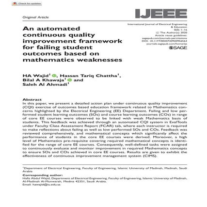 An automated continuous quality improvement framework for failing student outcomes based on ...